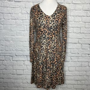 Spense | Dresses | Spense Fit Flare Vneck Leopard Print Dress | Poshmark
